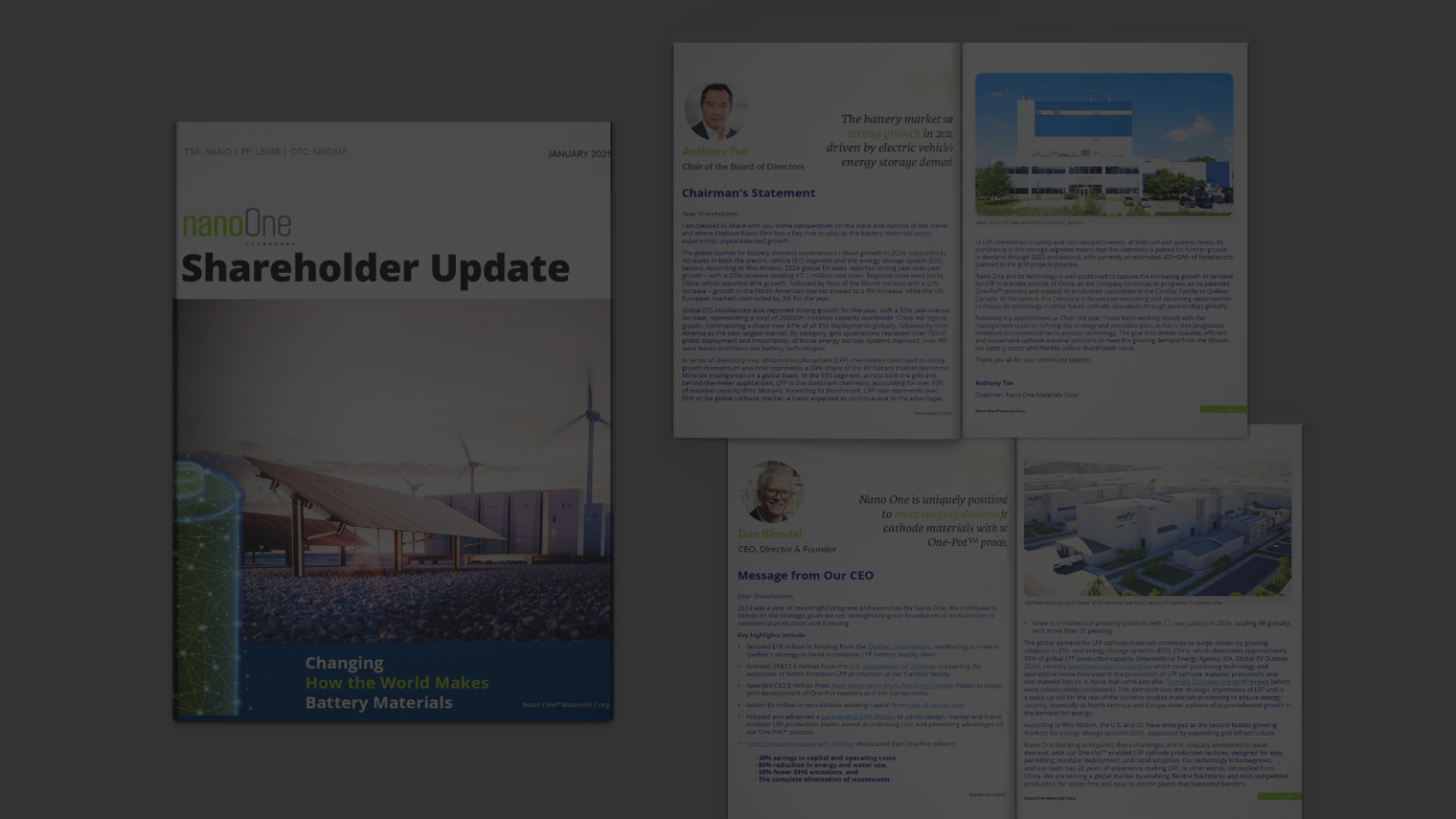 Nano One Provides Shareholder Update | Nano One®